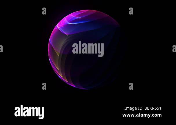 Vibrant multicolor ribbon sphere with layered light bands. Smooth ...