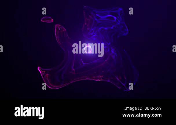 Radiant violet core with floating liquid fragments. Glossy magenta and ...