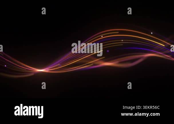 Colored purple orange wave black background. Looped vector wave of red ...