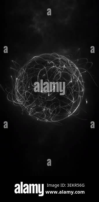 Abstract monochrome sphere luminous line. Black sphere background ...