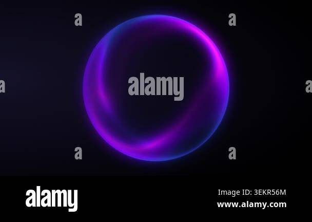 Neon Magenta Liquid Plasma Sphere with Flowing Violet Wave Band, Soft ...