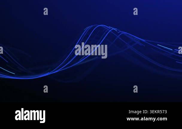 Abstract blue flowing light wave formed by luminous streak lines ...