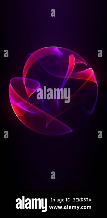 Abstract vibrant magenta orange violet energy 3d sphere formed flowing ...