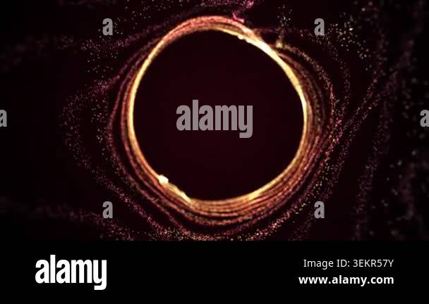 Golden Glowing Particle Ring Flowing Energy Waves Forming Abstract ...