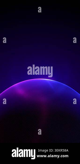 Abstract neon gradient sphere horizon vertical video. Purple and blue ...