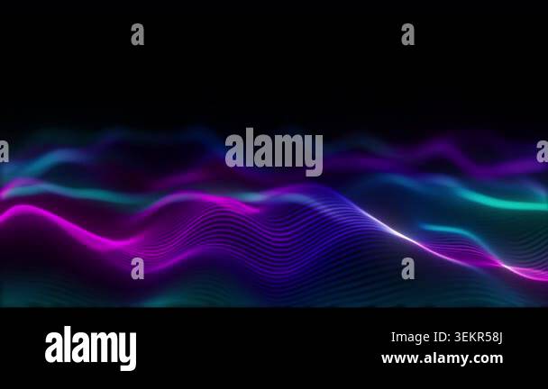 Digital Multicolor Neon Wave Lines. Curved Gradient Pink Green Blue ...