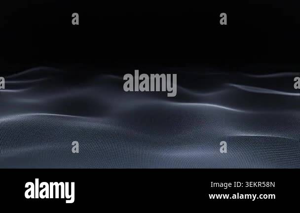 Silver Waves Black Background Grey Black, Monochrome Particle Grid Wave ...