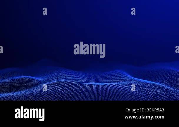 Blue Particle Terrain Wave, Digital Data Ocean Landscape, Glowing Dot ...