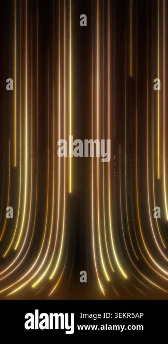 Golden glow lines falling in vertical flow forming luminous streak ...