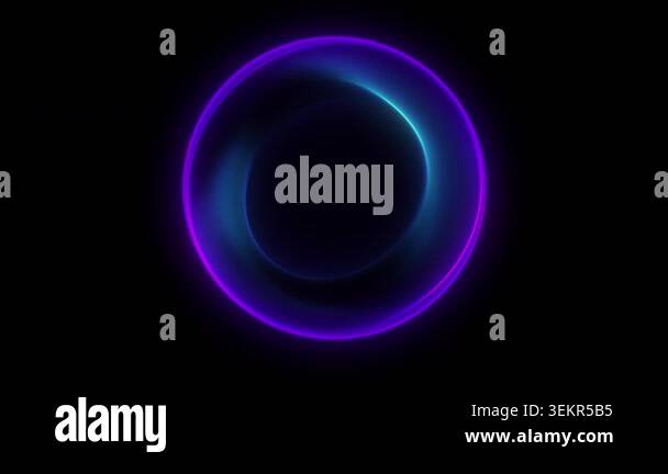 Abstract glowing purple sphere edge on dark background. Neon orb rim ...