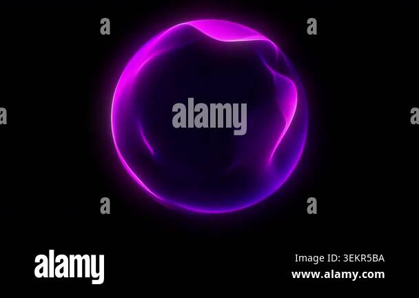 Violet neon flowing sphere with dynamic wave distortion glowing ...