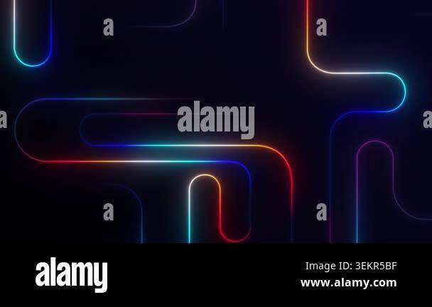Modern abstract looping motion background of neon rainbow lines ...
