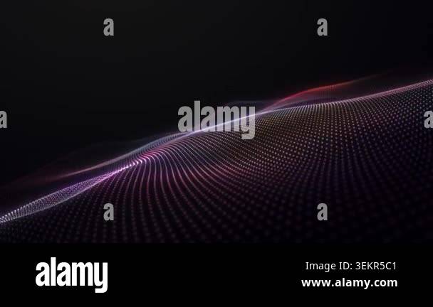 Blurred multicolored dotted wave landscape, glowing pink purple ...