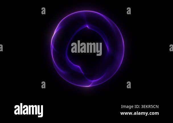 Glowing blue purple neon orb sphere blob shape. Fluid wave ripple ...