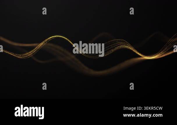 Golden graphic wave black background. Golden wave particles glittering ...