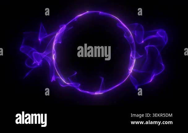 Abstract glowing purple sphere made of digital waves on a dark ...