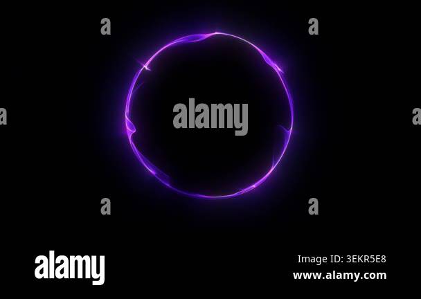 Purple light ring on a black background in a minimalist style, 4k tech ...