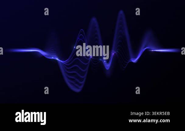 Abstract wave flow data particles. Blue amplitude oscillation ...