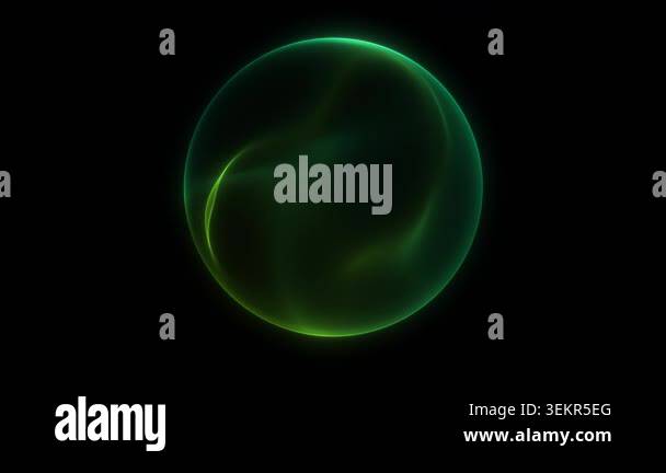 Green luminous sphere with flowing inner wave motion in dark space ...