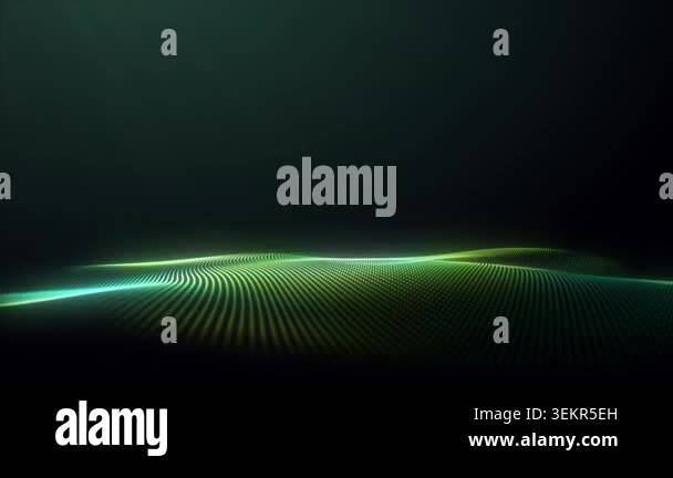 Animated green wave background. Green looping wavy relief. Glowing ...