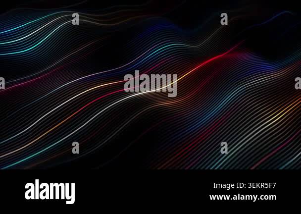 Multicolored striped liquid background. Bright neon lines form a wavy ...