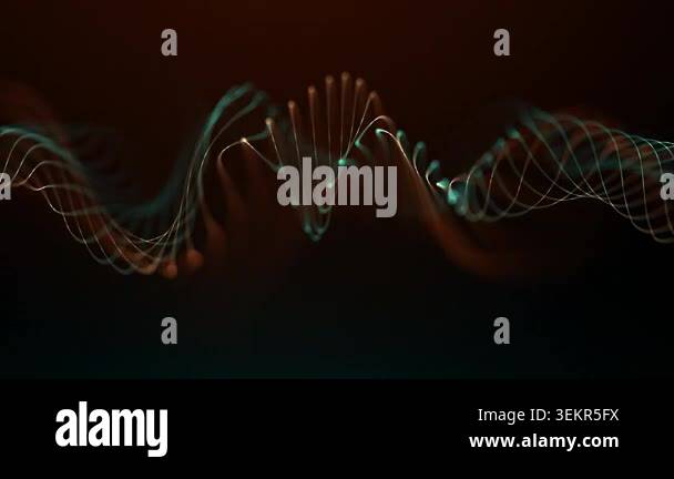 Abstract glowing frequency waves flowing neon oscillation lines ...