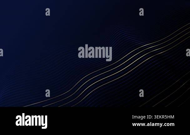 Golden wavy lines on a blue background. Blue digital background with ...