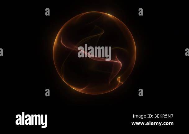 Abstract glowing energy sphere with orange and yellow plasma waves and ...