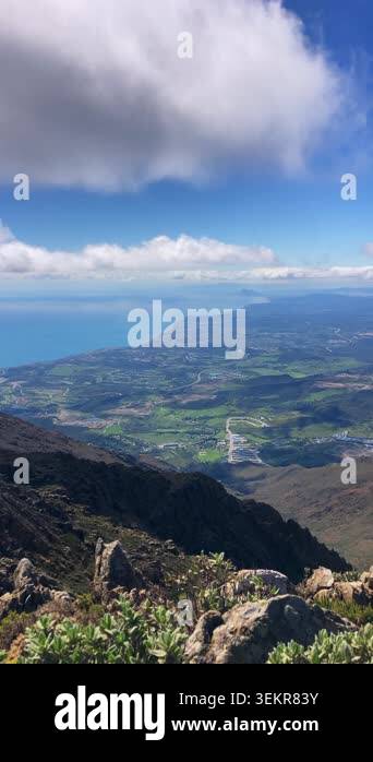 Sweeping mountain panorama revealing the sparkling Mediterranean Sea ...