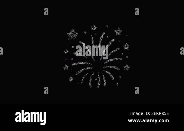 Sketch style minimal fireworks icon animation - smooth progressive ...