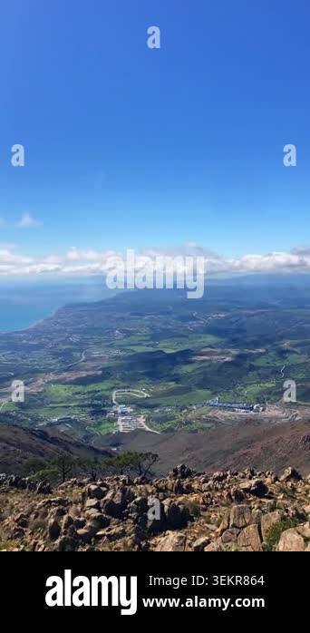 Sweeping mountain panorama revealing the sparkling Mediterranean Sea ...