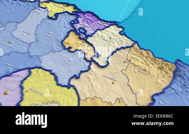 3D animation of a map of Spain zooming into the Navarra region Stock ...
