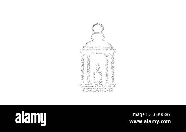 Sketch style minimal lantern icon animation - smooth progressive reveal ...