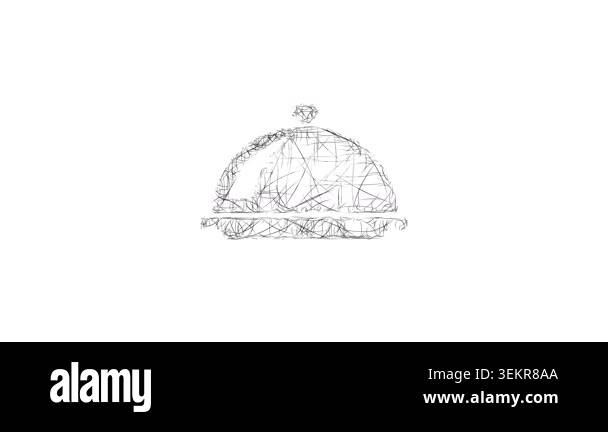 Sketch style minimal serving tray icon animation - smooth progressive ...
