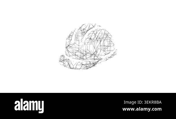 Sketch style minimal safety helmet icon animation - smooth progressive ...