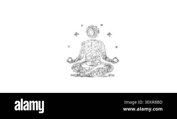 Sketch style minimal meditation icon animation - smooth progressive ...