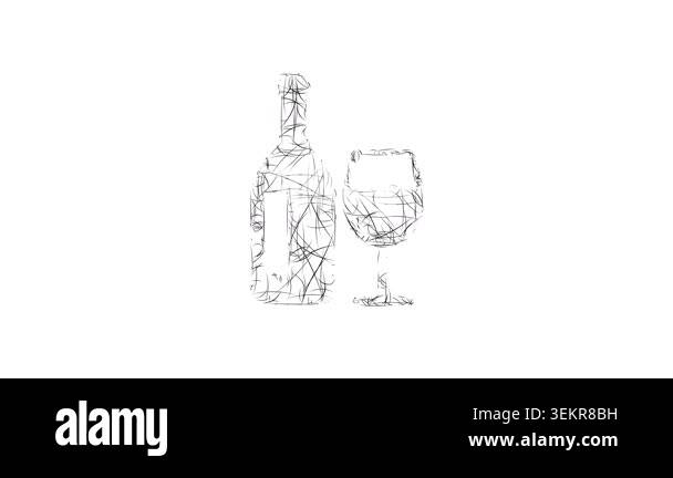 Sketch style minimal wine icon animation - smooth progressive reveal ...