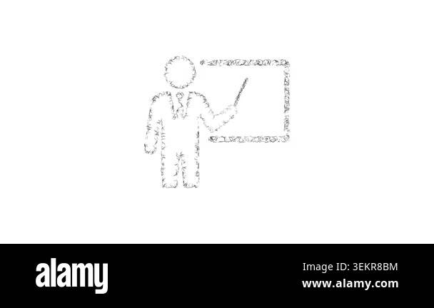 Sketch style minimal teacher icon animation - smooth progressive reveal ...