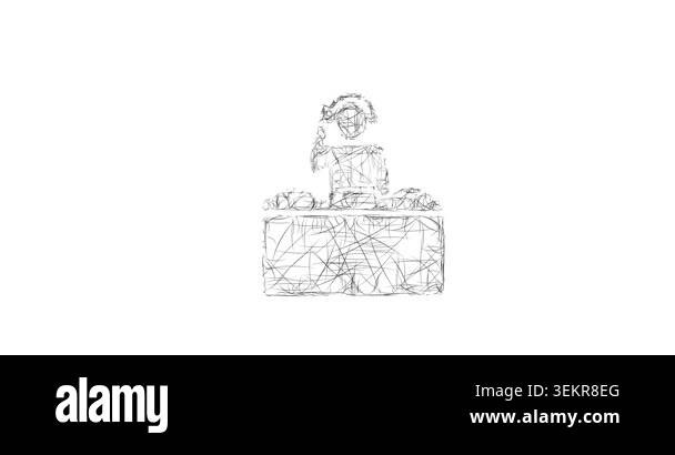Sketch style minimal dj booth icon animation - smooth progressive ...