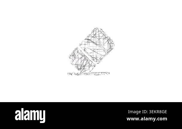 Sketch style minimal eraser icon animation - smooth progressive reveal ...