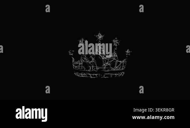 Sketch style minimal birthday crown icon animation - smooth progressive ...