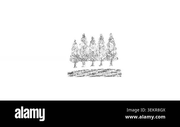 Sketch style minimal windbreak icon animation - smooth progressive ...