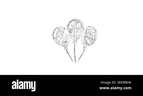 Sketch style minimal party balloons icon animation - smooth progressive ...