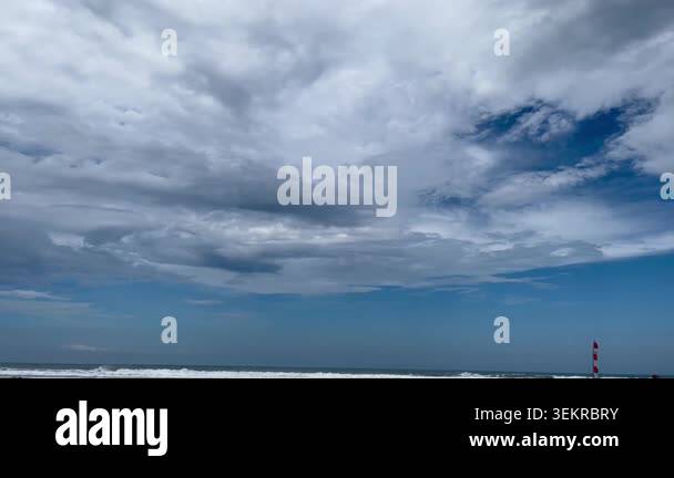Dramatic Storm Clouds Moving Over the Ocean Beach Stock Video Footage ...