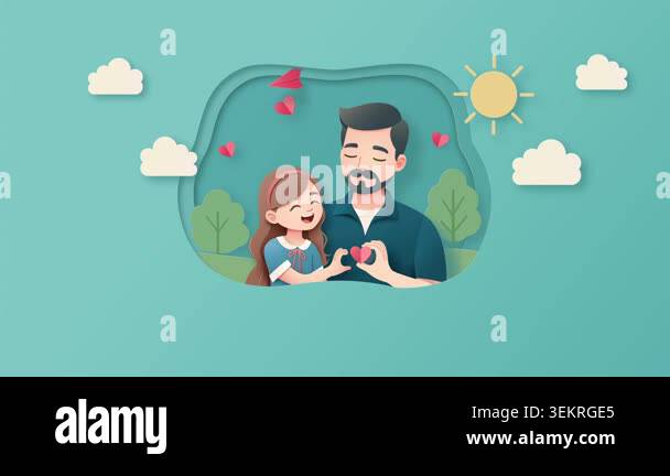 Animation of a happy family holding a heart together in soft pastel ...