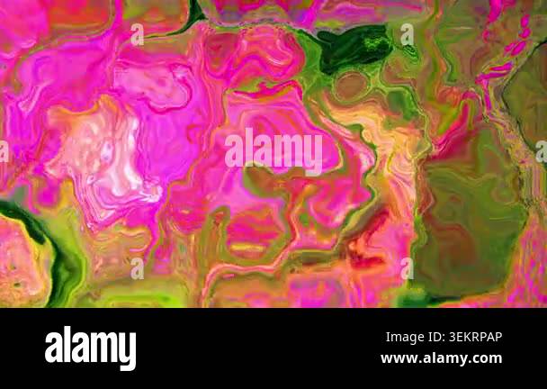 Neon colored liquid paint creating psychedelic swirling patterns with ...