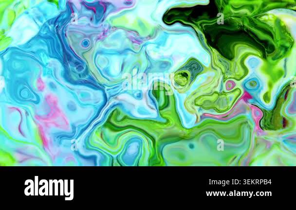 Neon colored liquid paint creating psychedelic swirling patterns with ...