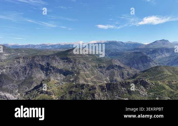 Green mountain landscape. Mountainous winding road. rocky mountains ...