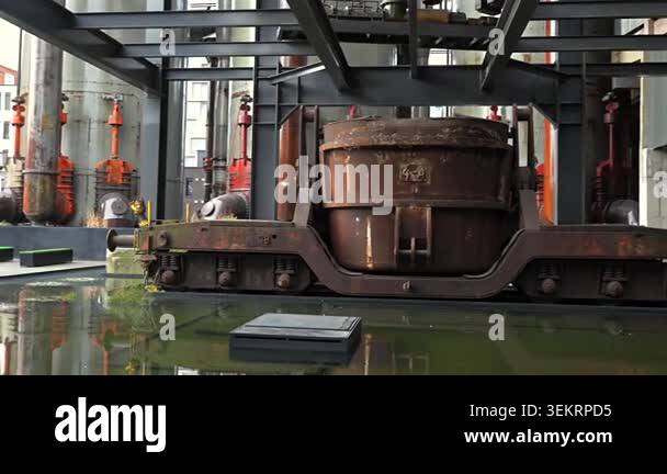 Preserved steel ladle car at the former steelworks in Belval Luxembourg ...