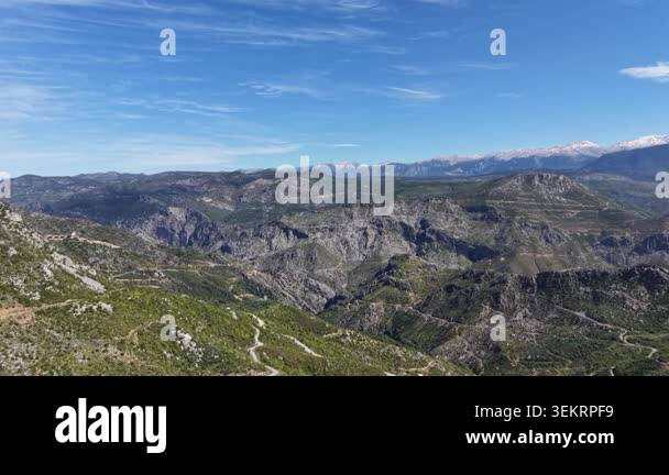 Green mountain landscape. Mountainous winding road. rocky mountains ...